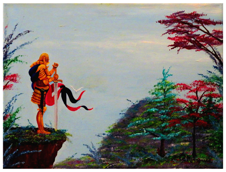 Knight on Cliff print